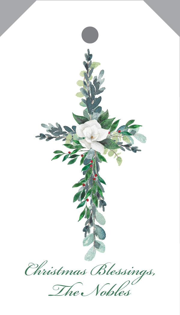 Christmas Blessings Greenery Cross Hangtag – Tiny Tag Co.